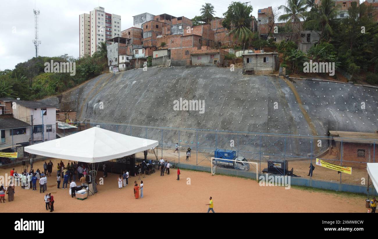 concrete wall for slope containment salvador, bahia, brazil - november ...