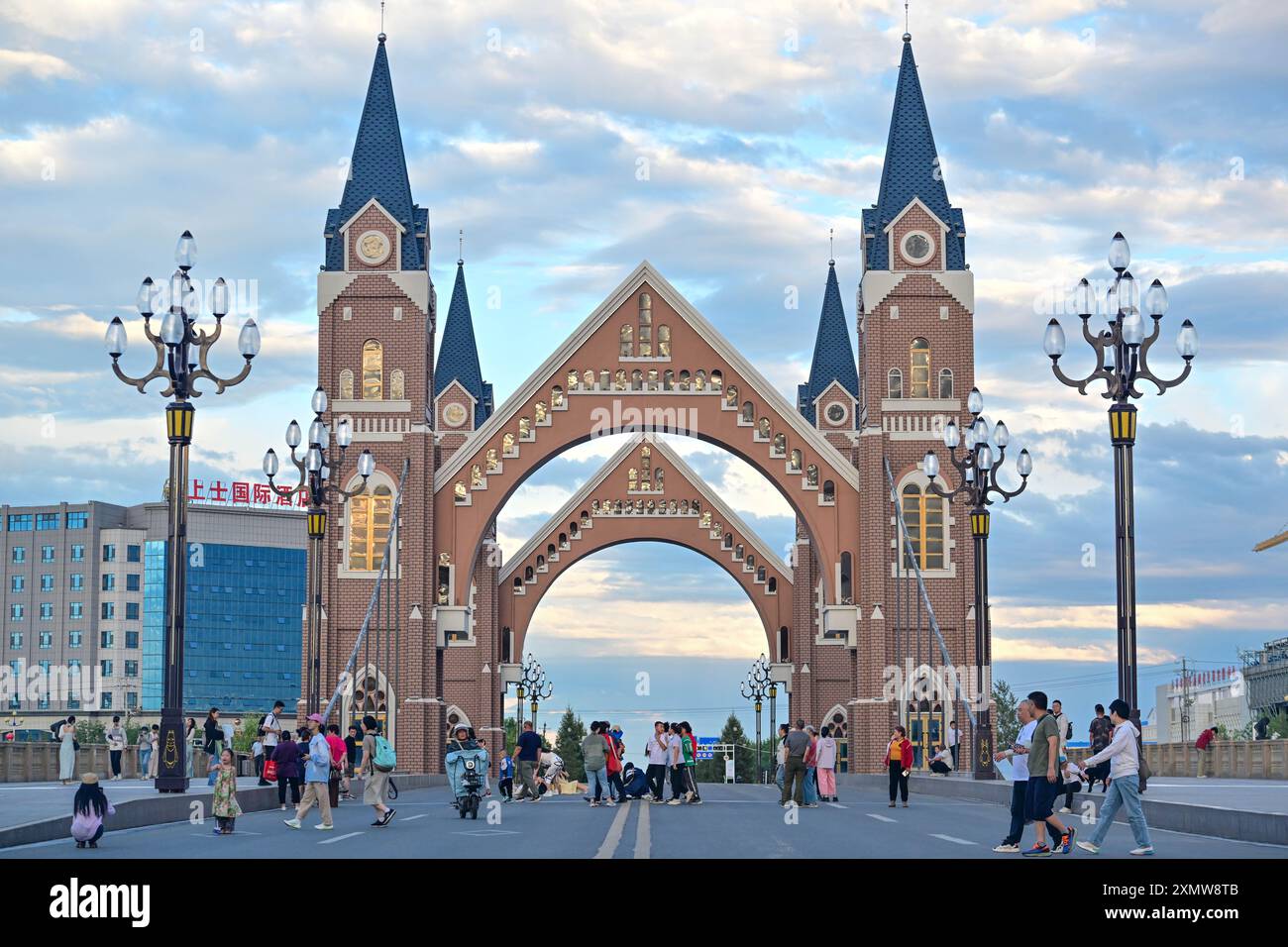 Ili. 21st July, 2024. Tourists visit the Qicai river resort in Burqin ...