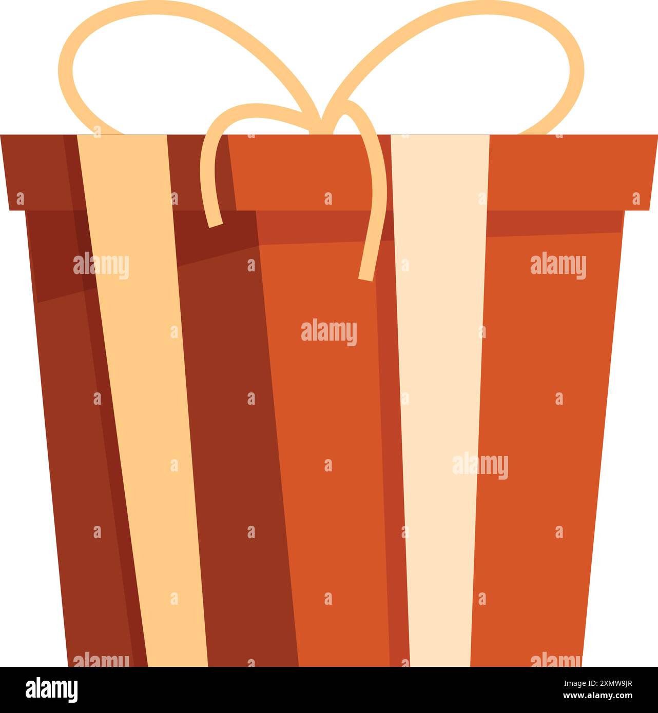 Festive orange wrapped gift box tied with string sitting upright hi-res ...