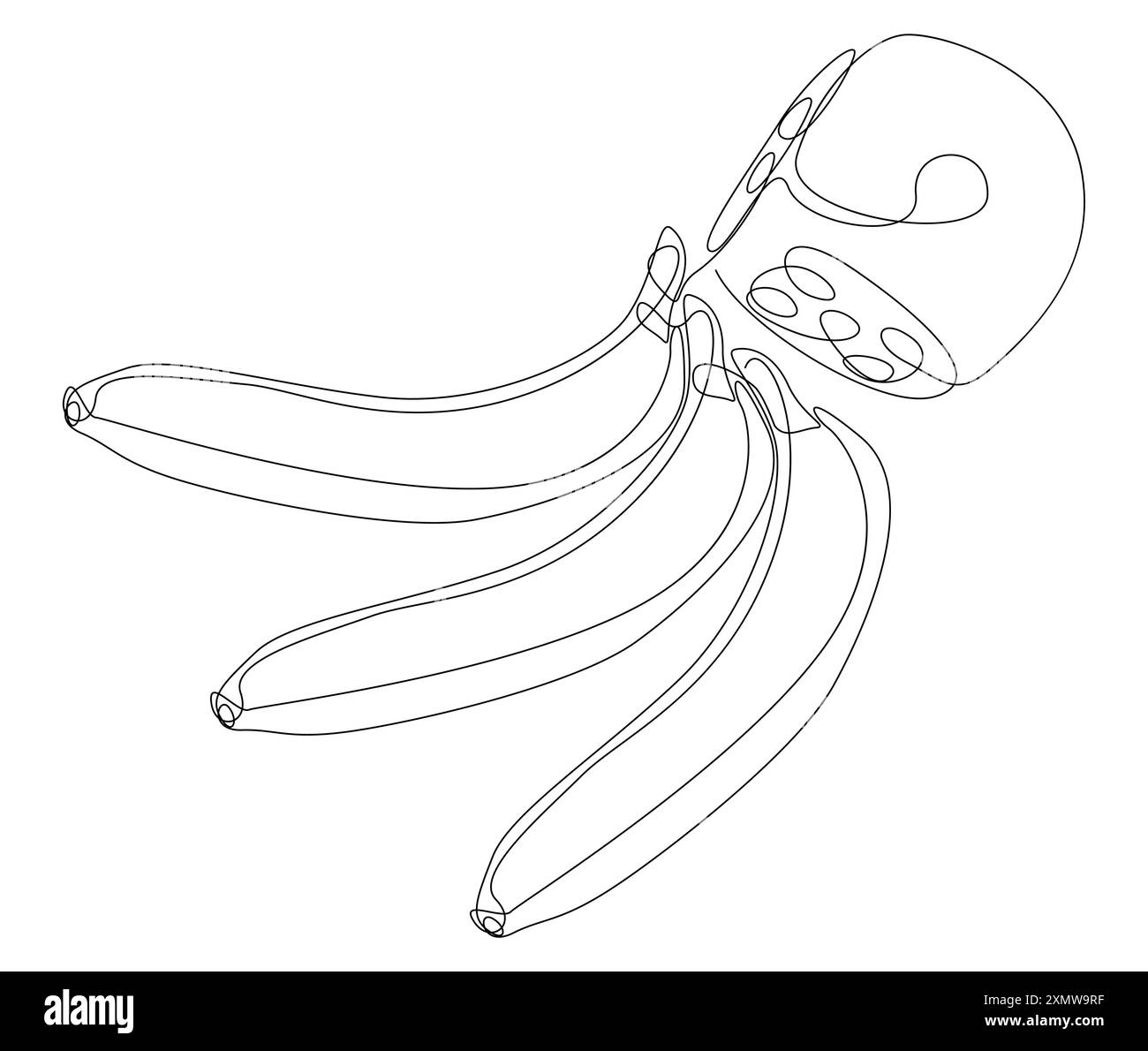 One continuous line of banana and dice. Thin Line Illustration vector ...