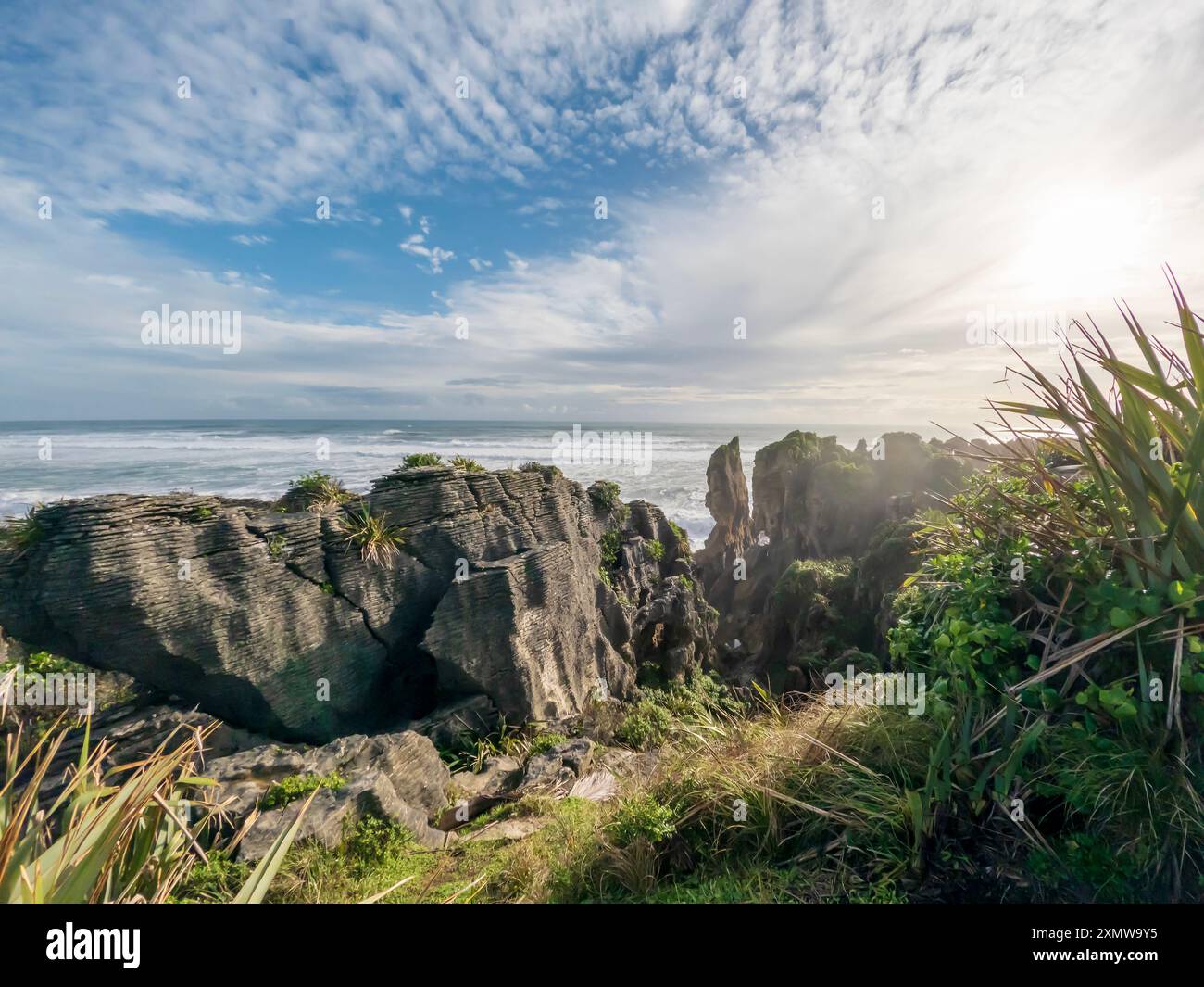 The Pancake Rocks and Blowholes are a coastal rock formation at ...