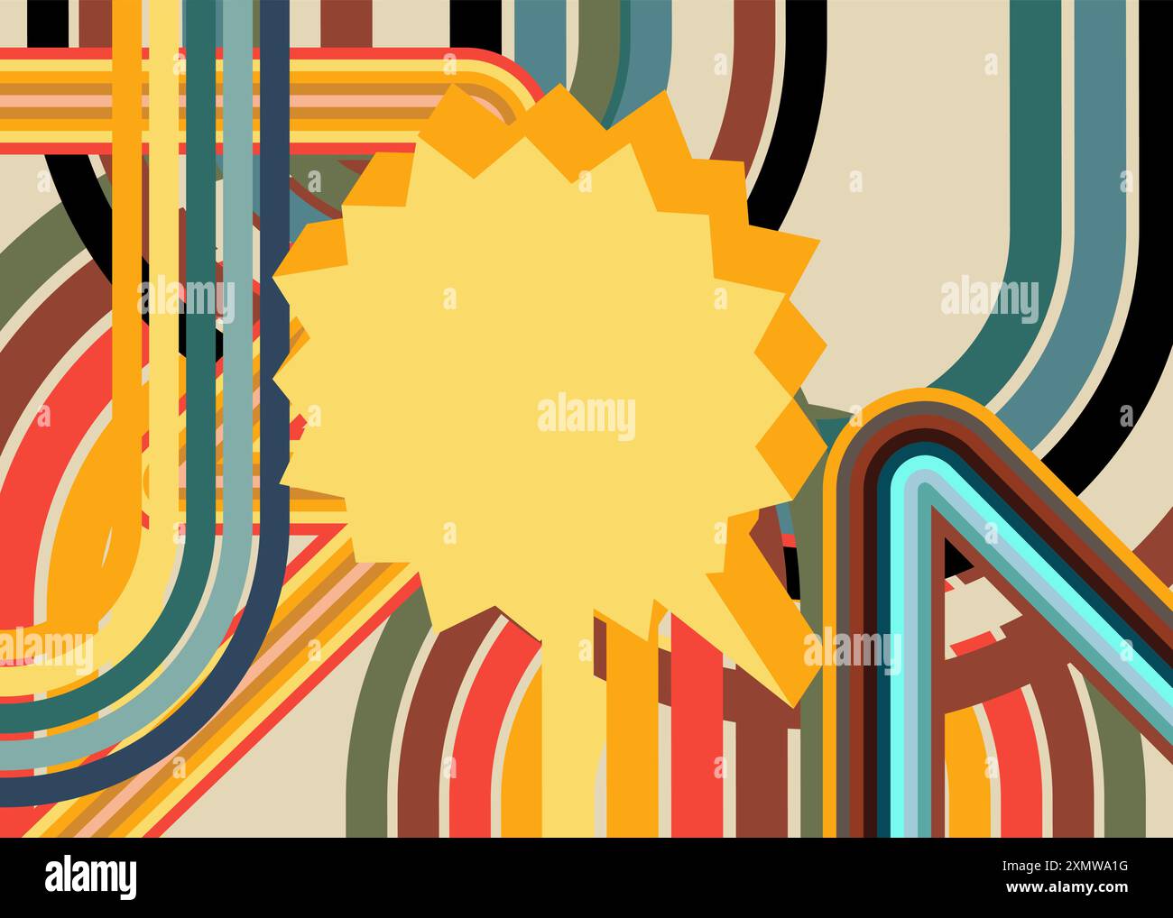 Retro 70s Background with Speech Bubble. Groovy Announcement. 1970s art ...