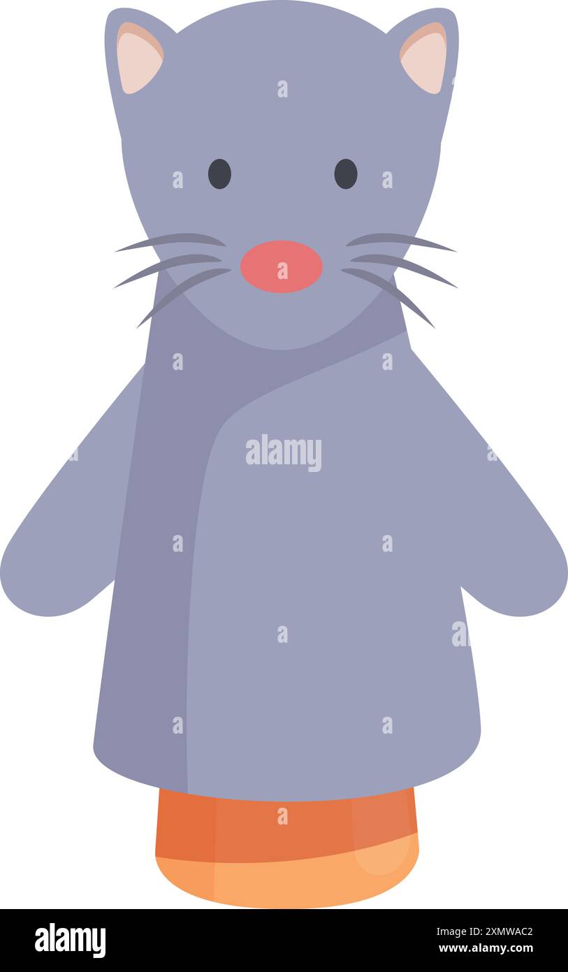 Gray cat hand puppet bringing joy and laughter to children during ...