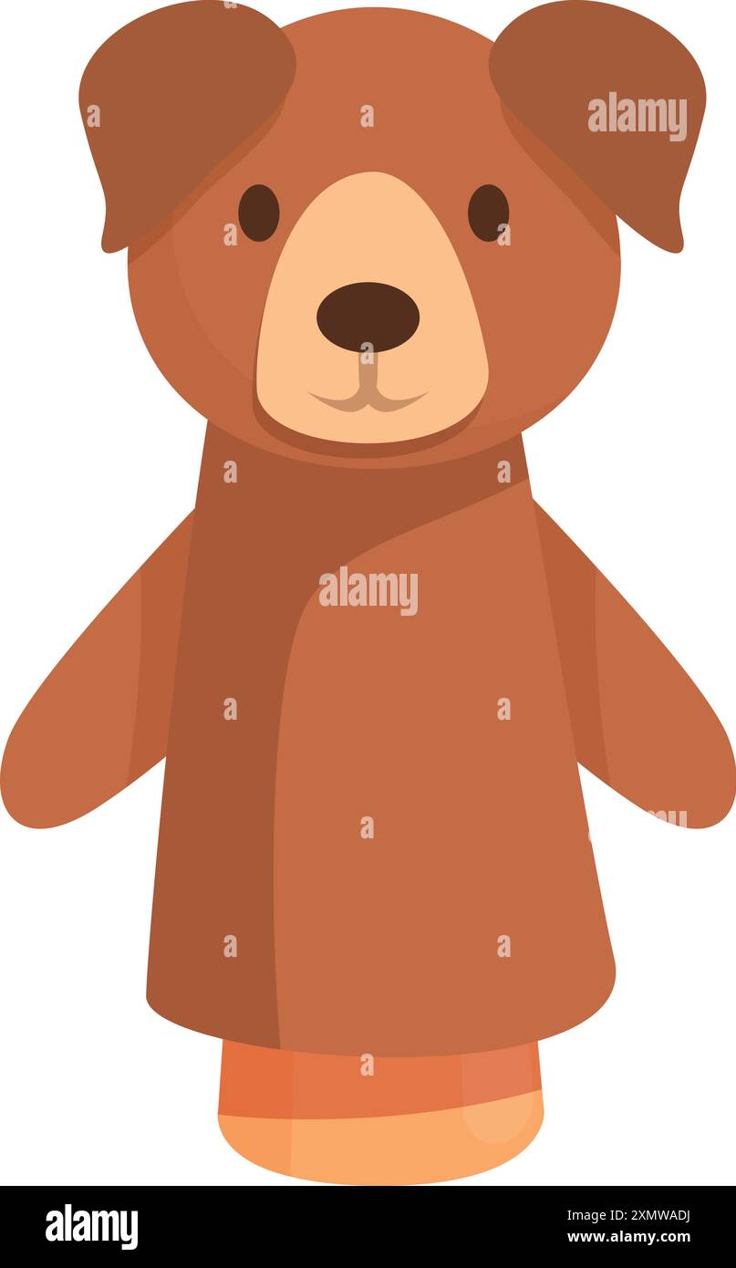 Cute brown dog hand puppet standing up, ready for playtime and ...
