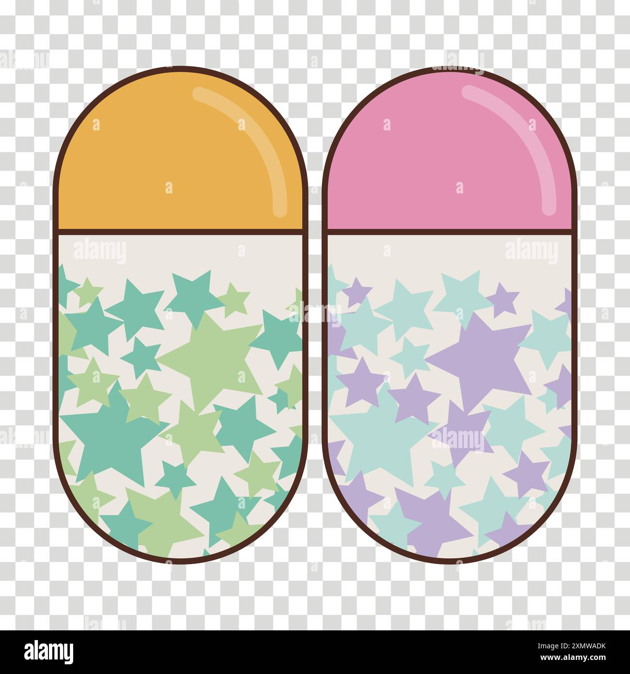 Illustration of a pill capsule containing a star Stock Vector Image ...