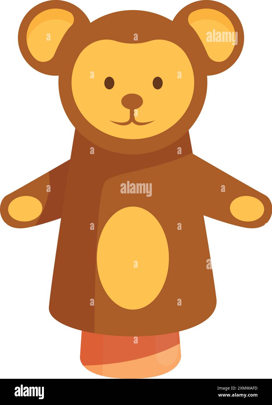 Monkey hand puppet is wearing on arm for entertainment of children ...