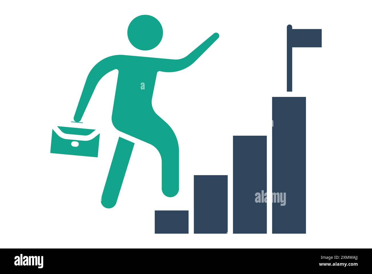 Career icon. people climbing stairs. icon related to develop. solid ...