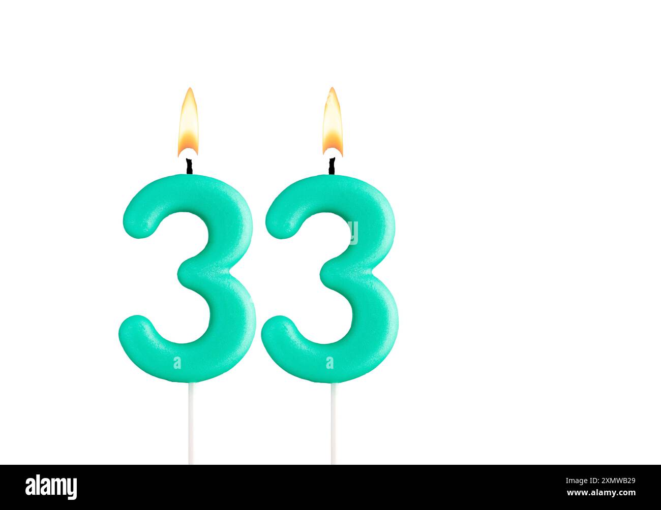 Green birthday candle on white background - Candle number 33 Stock ...