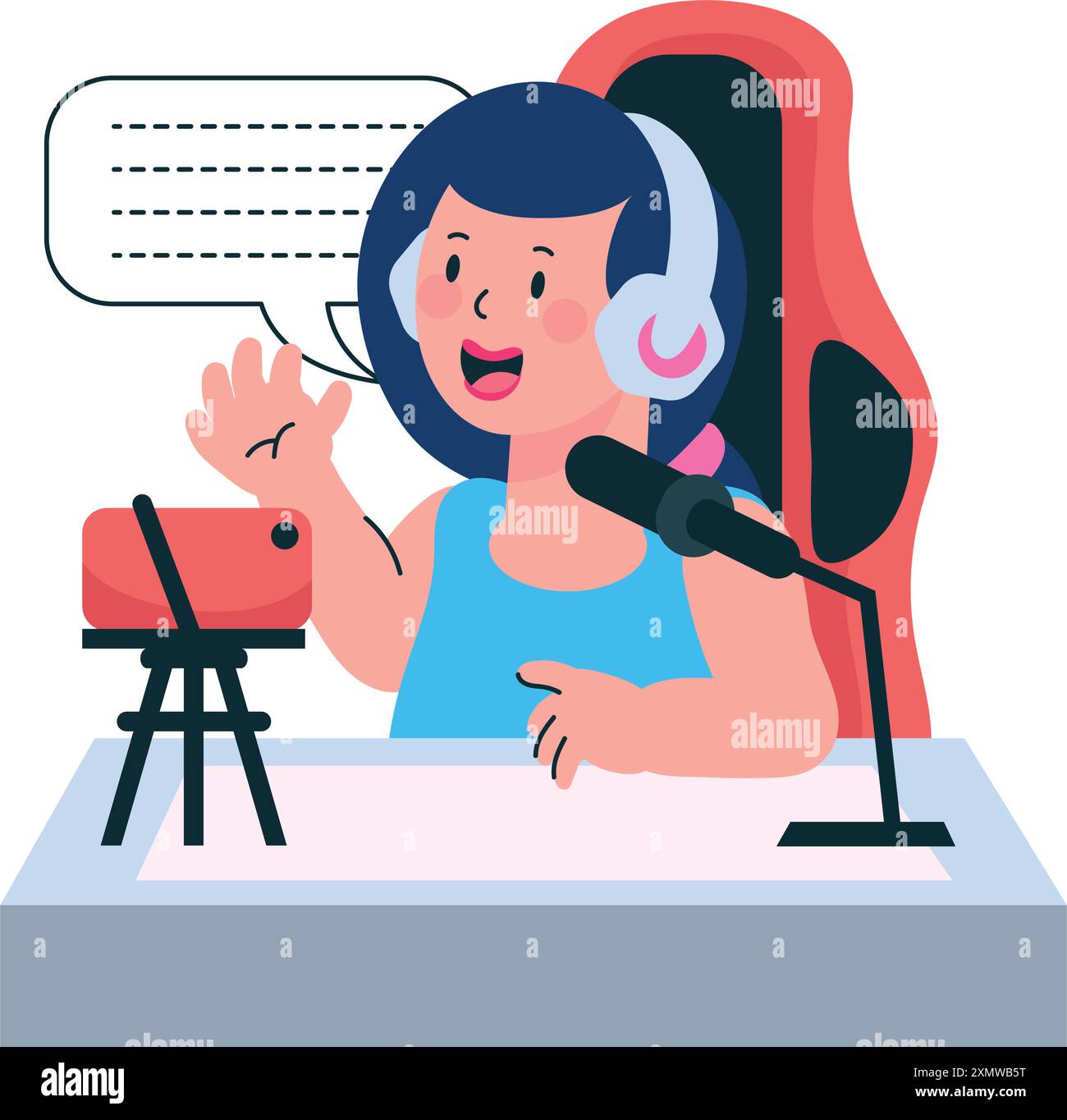 Microphone streamer woman broadcast Stock Vector Images - Alamy