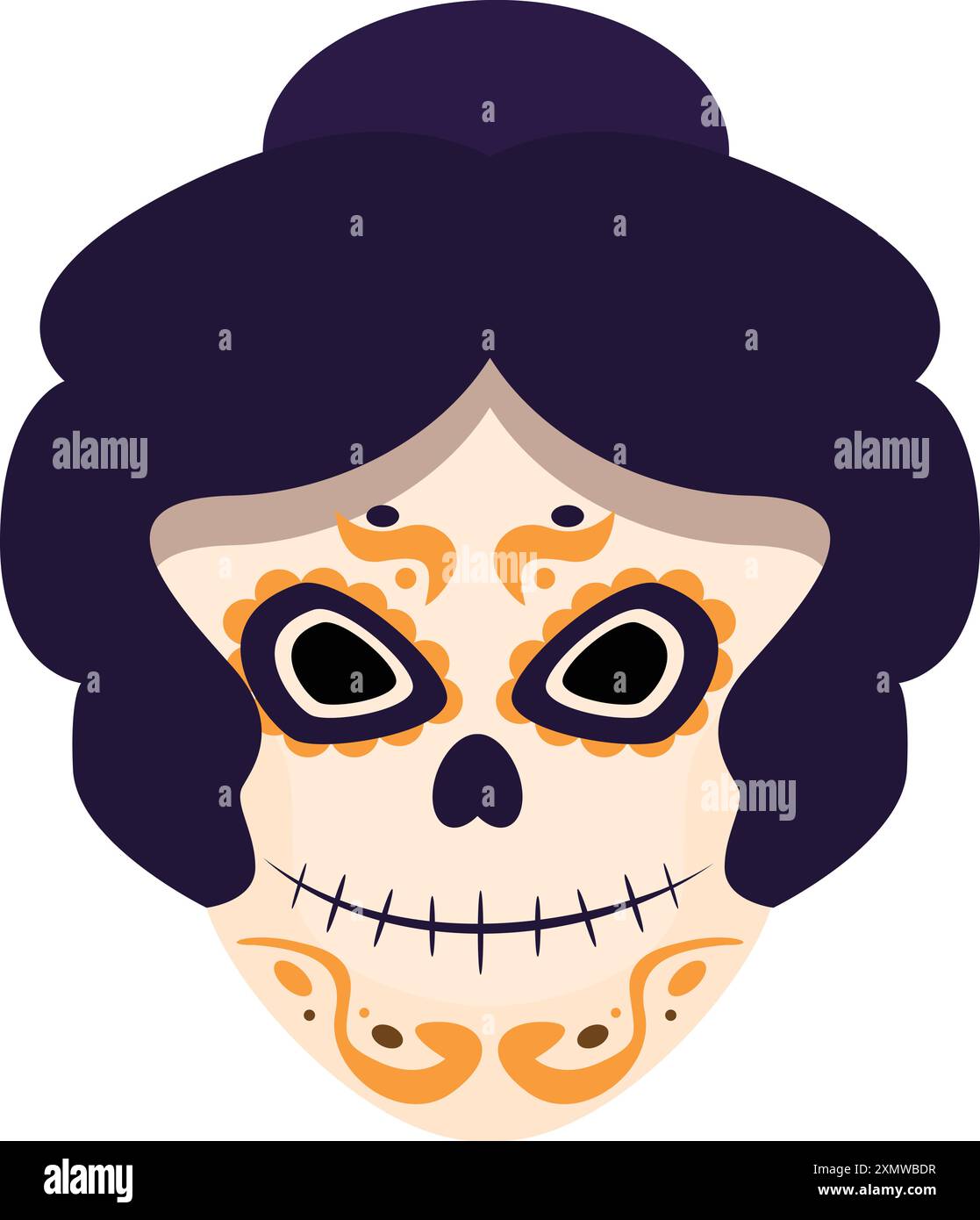 Woman with sugar skull makeup celebrating day of the dead with ...