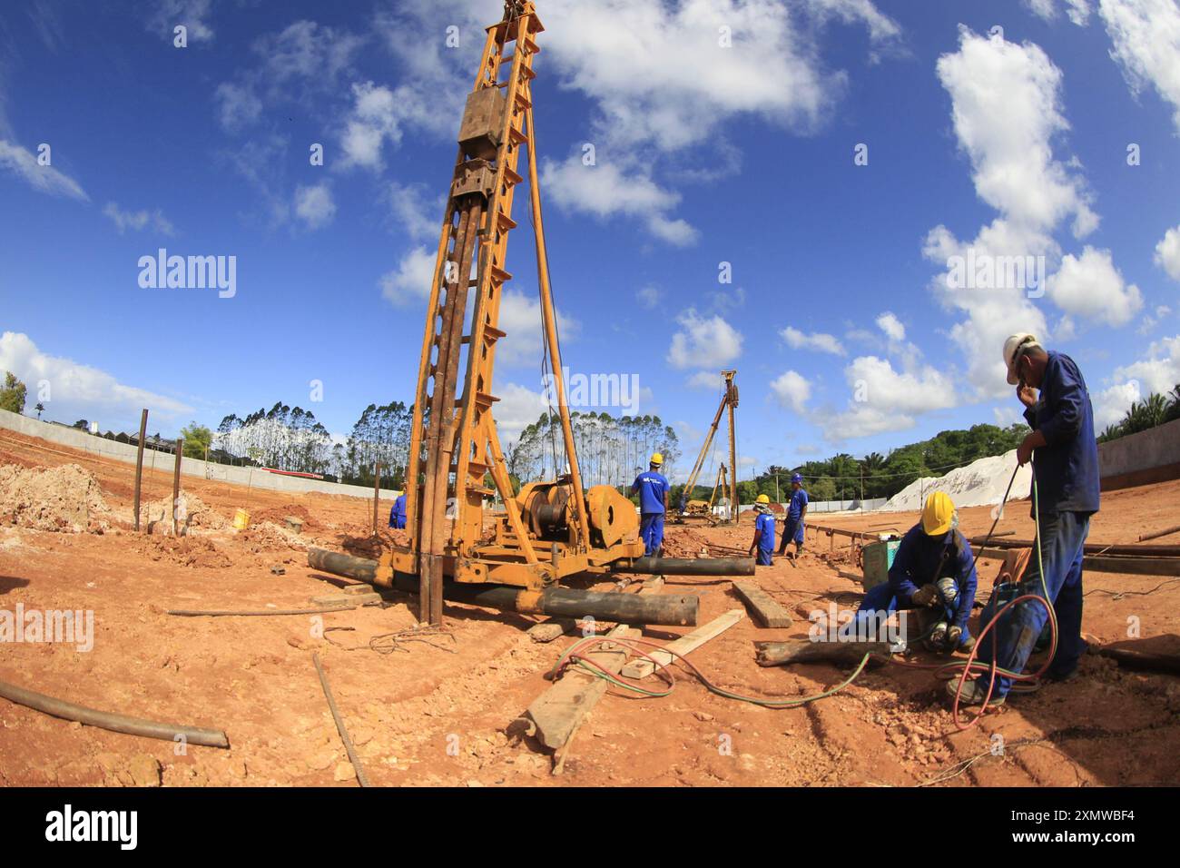 ilheus, bahia, brazil - may 23, 2022: pile driving equipment during ...