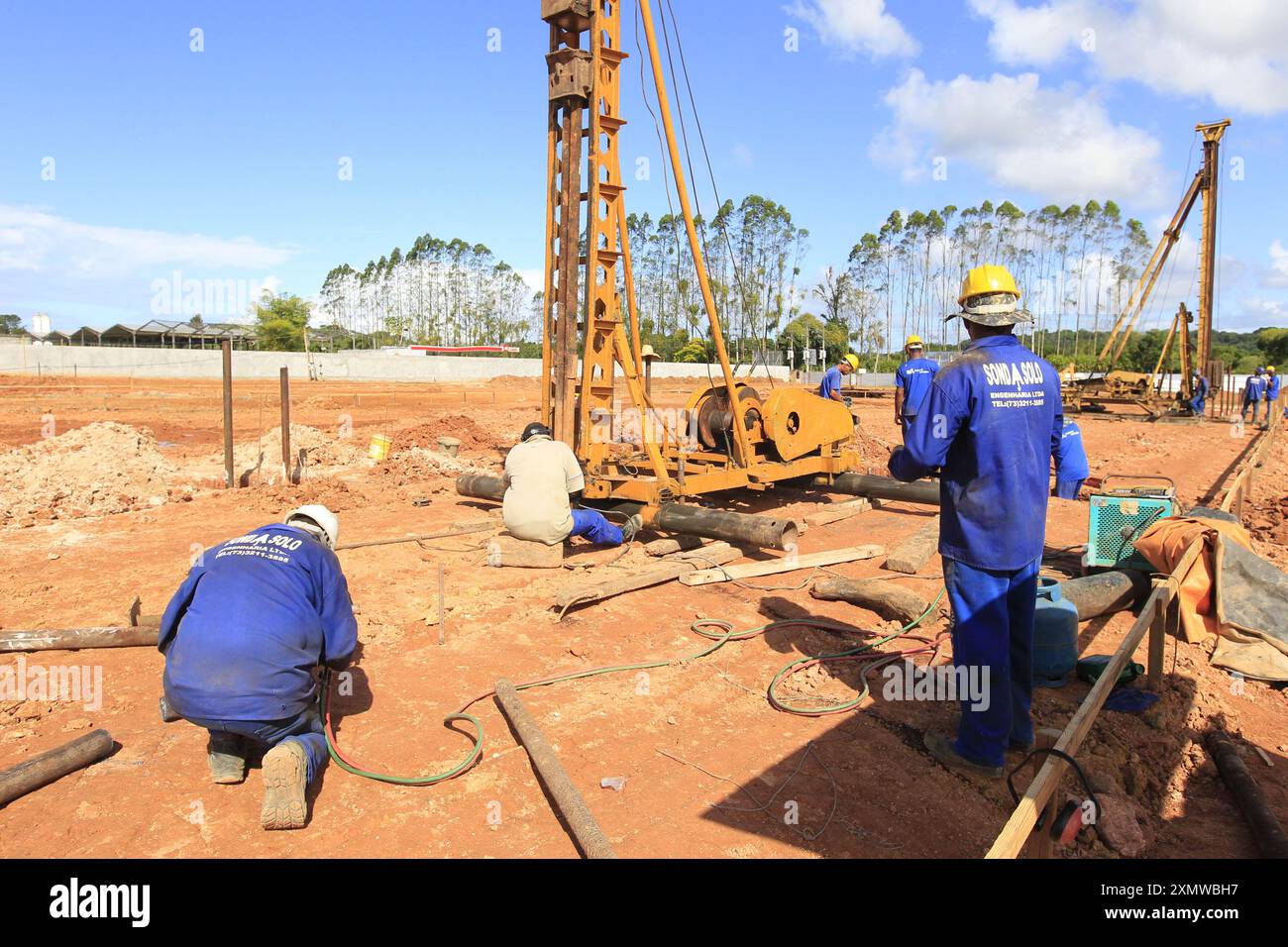 ilheus, bahia, brazil - may 23, 2022: pile driving equipment during ...