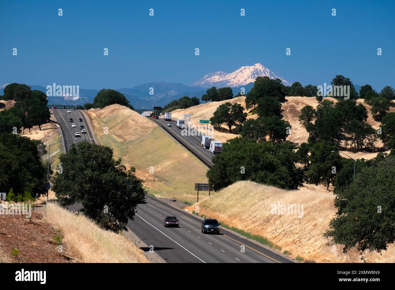 View of trucks and traffic traveling along interstate 5 in Tehama ...