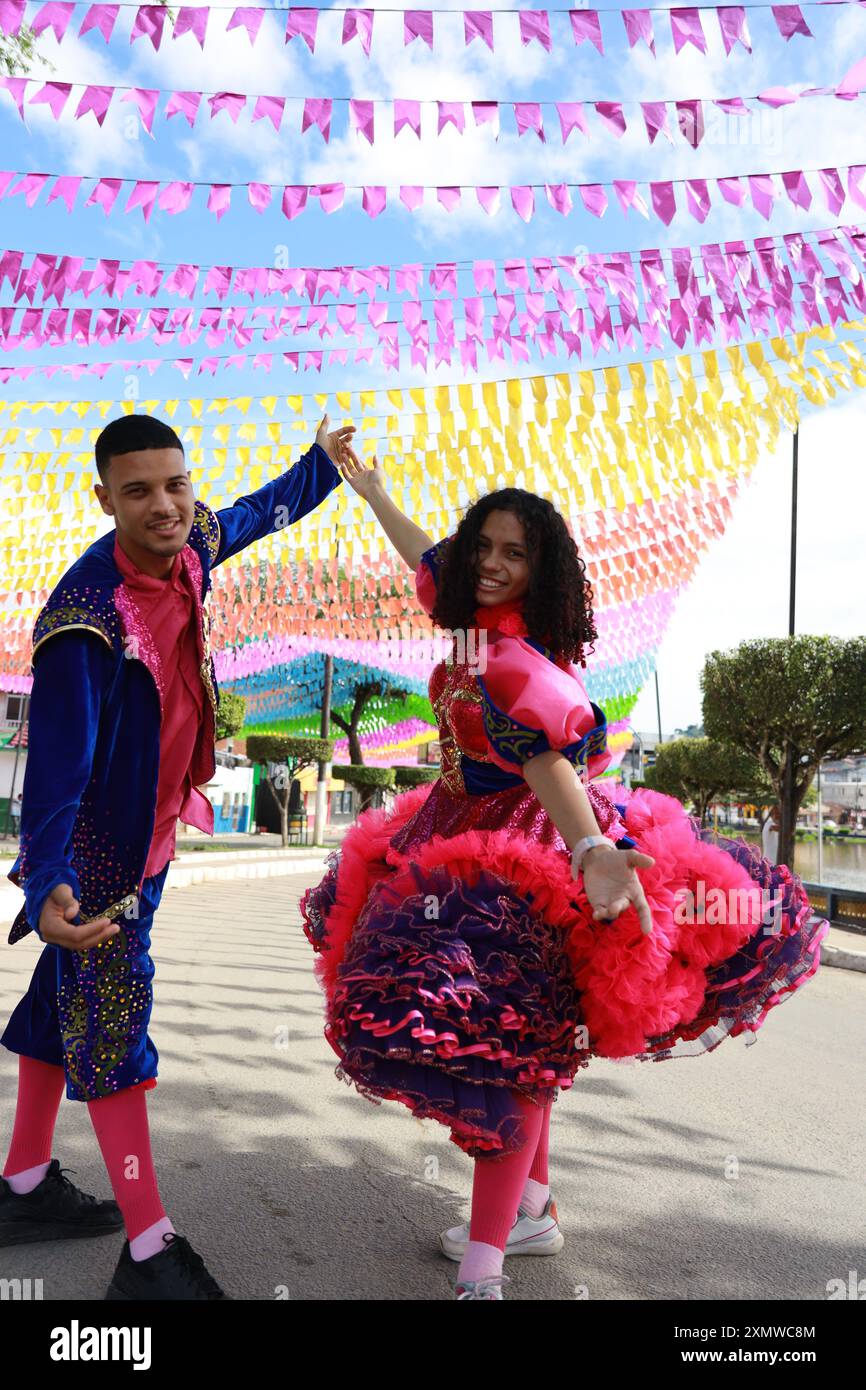 gandu, bahia, brazil - june 24, 2024: young people wear typical gang ...