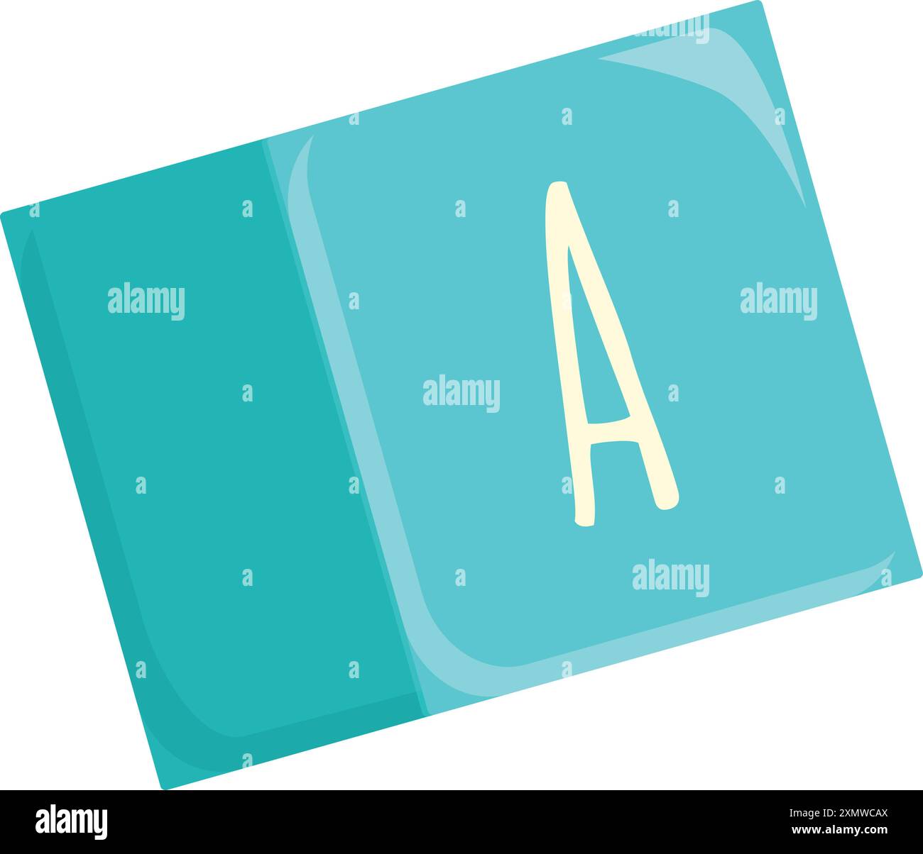 Blue keyboard button with the letter a is isolated on a white ...