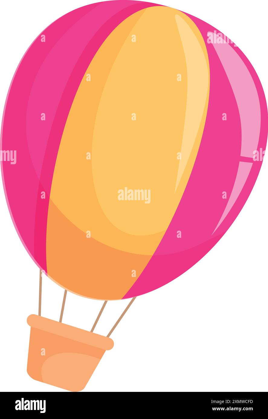Cartoon illustration of a hot air balloon floating through a clear sky ...