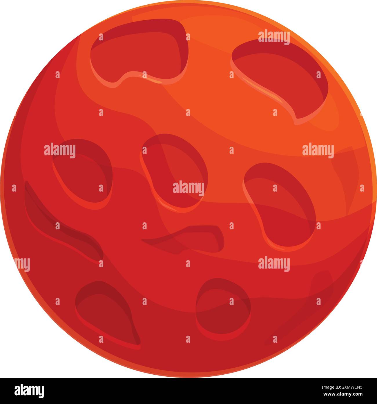 Cartoon red planet with craters is floating in the solar system Stock ...