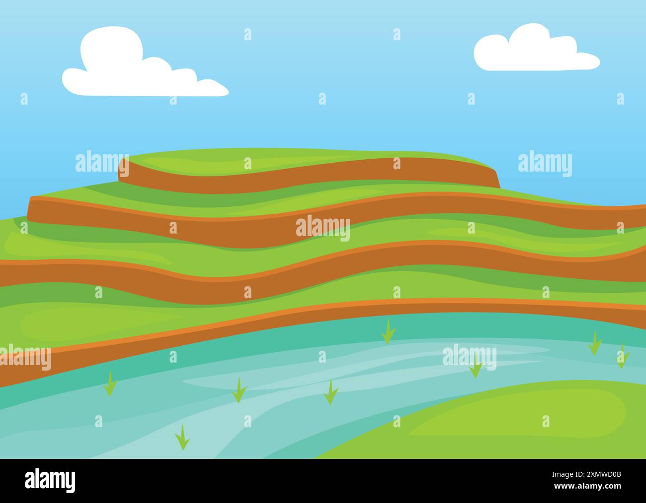 Rolling river landscape Stock Vector Images - Alamy