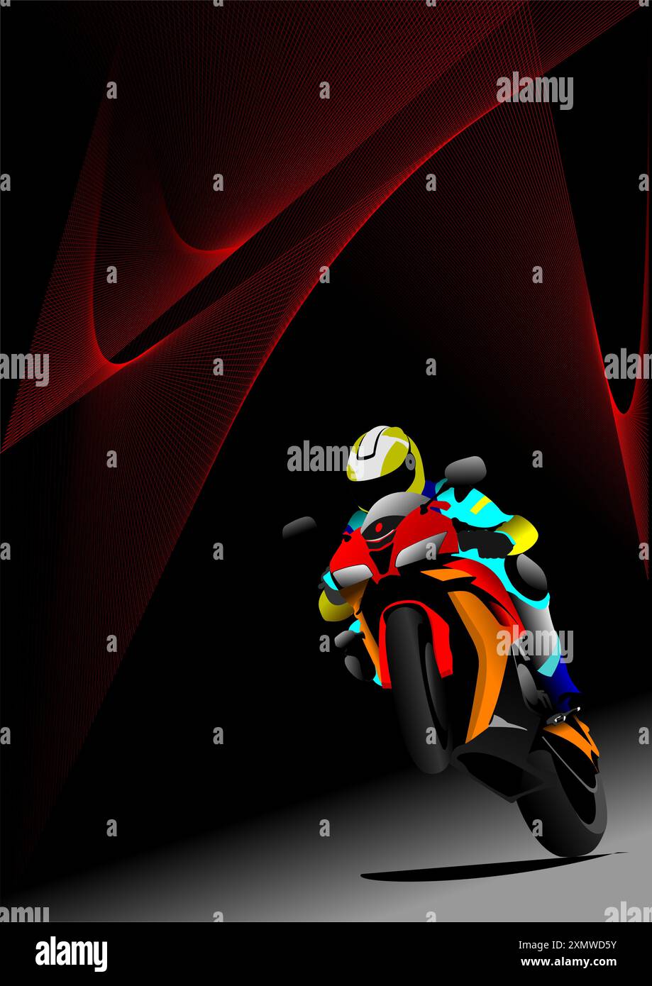 Motorcycle on the abstract black wave background. Biker. Vector 3d ...