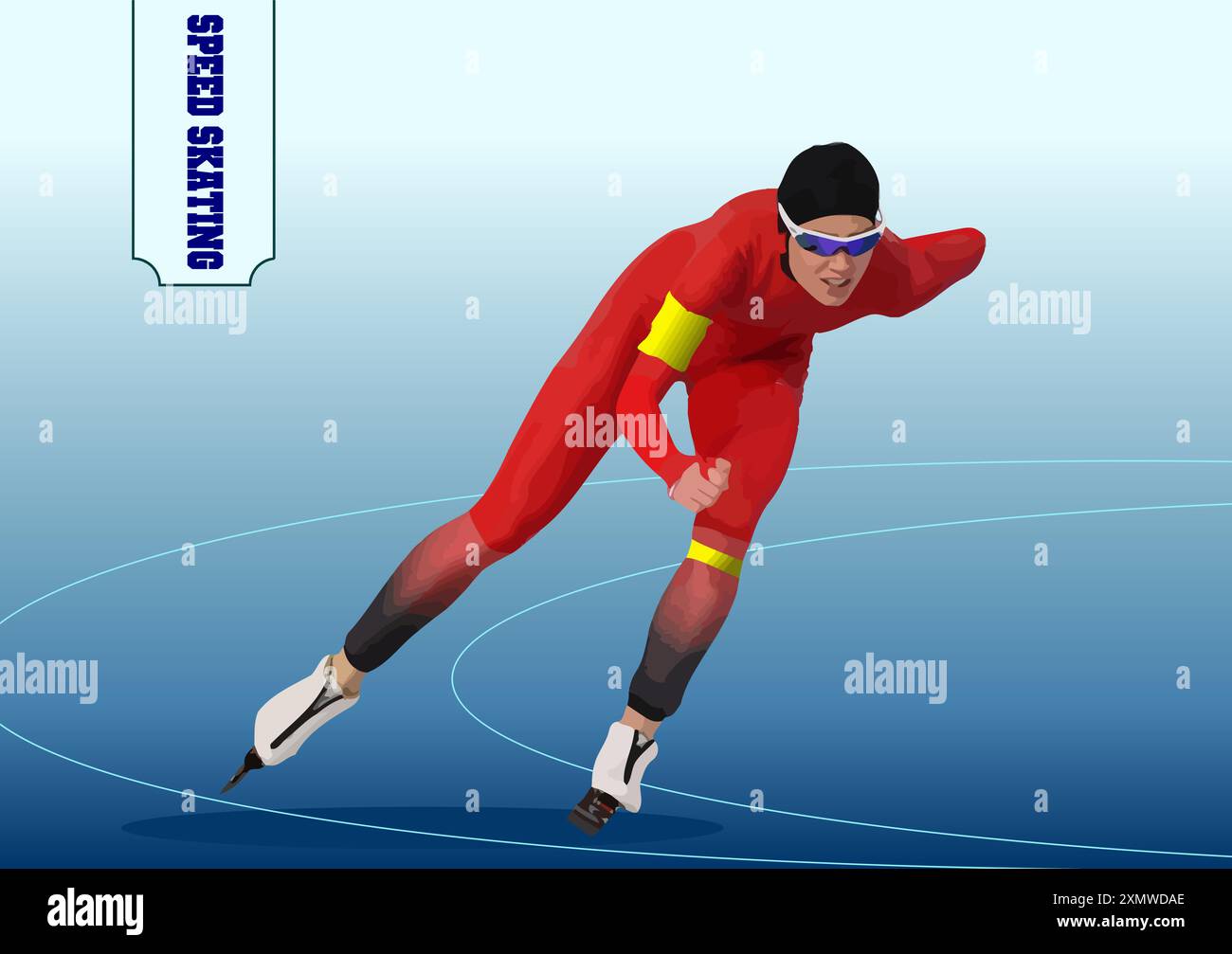 Speed skating runner poster. Vector 3d illustration Stock Vector Image ...