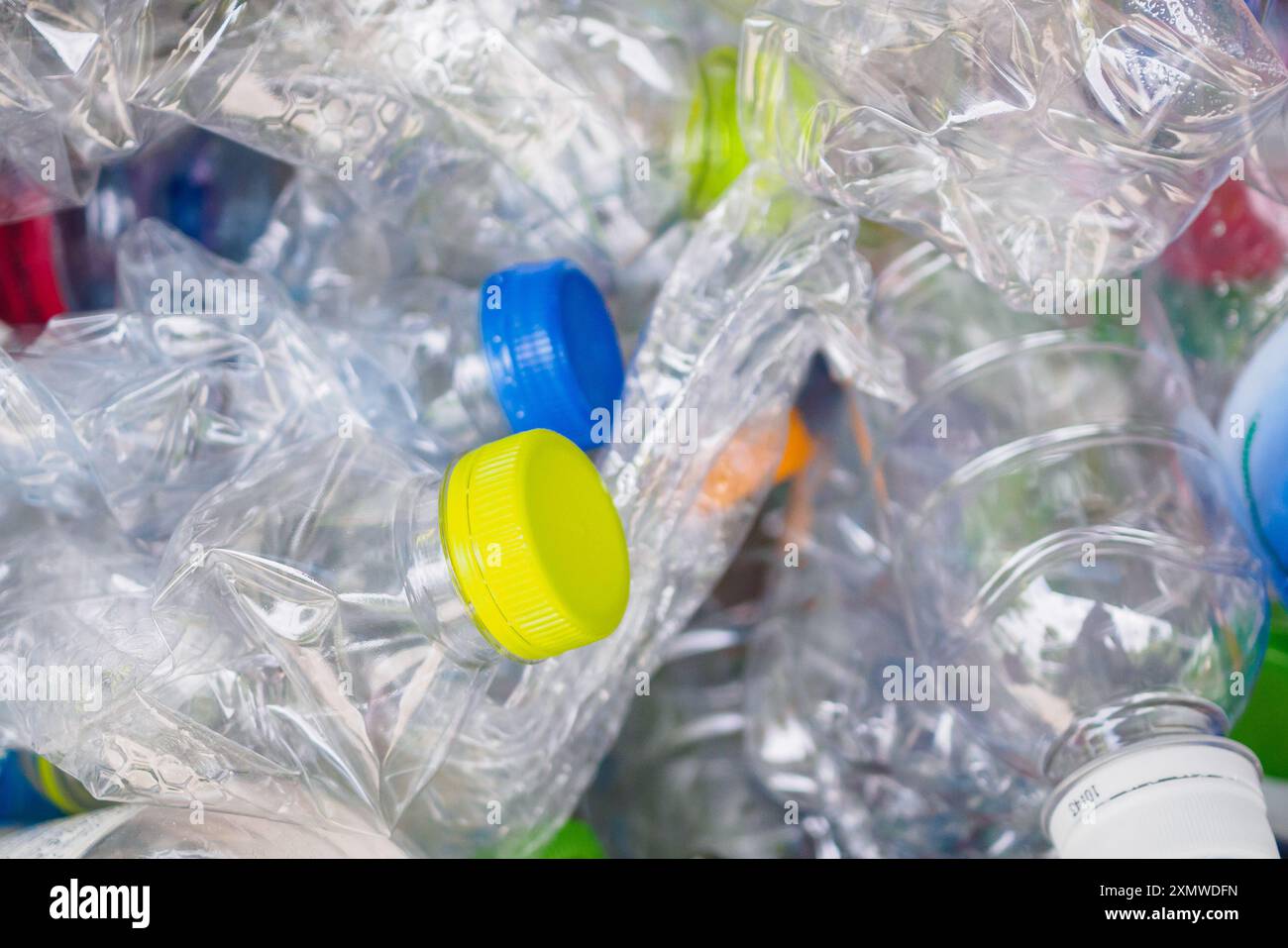 plastic bottles in recycle trash station close up Stock Photo - Alamy