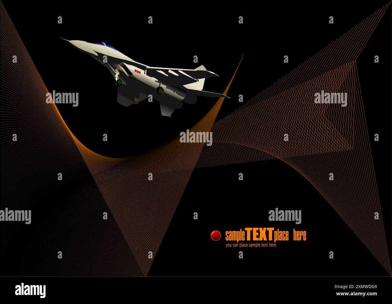 Abstract wave background with air force plane image. Color Vector ...