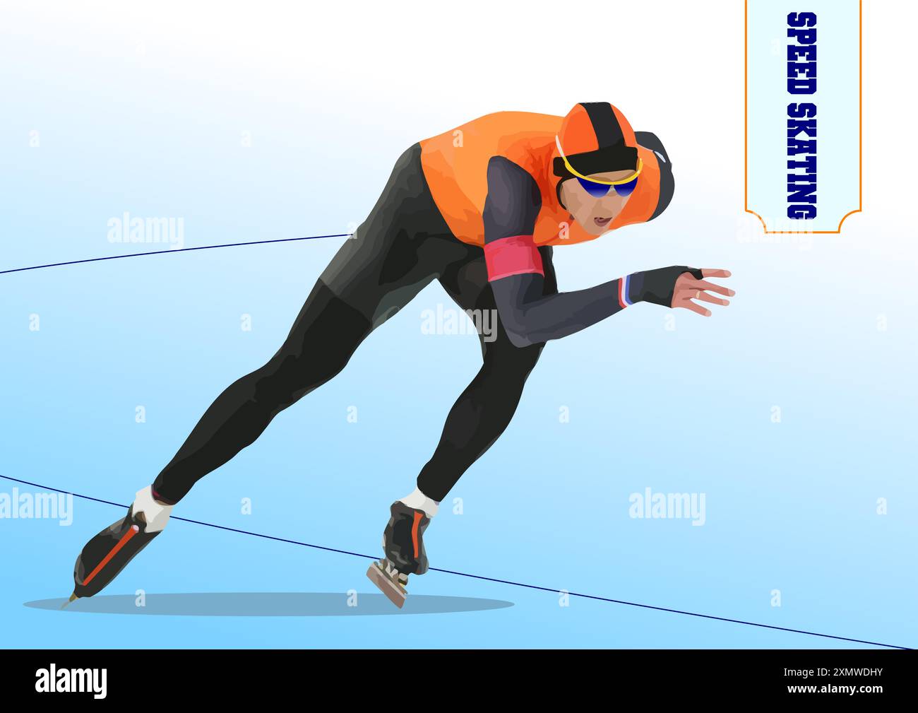 Speed skating runner poster. Vector 3d illustration Stock Vector Image ...
