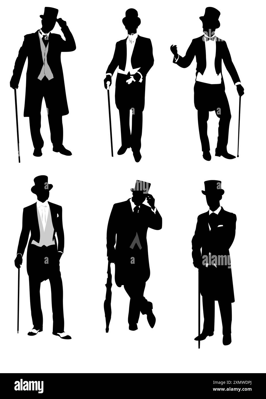 Set of London handsome gentlemen. White-black vector illustration Stock ...