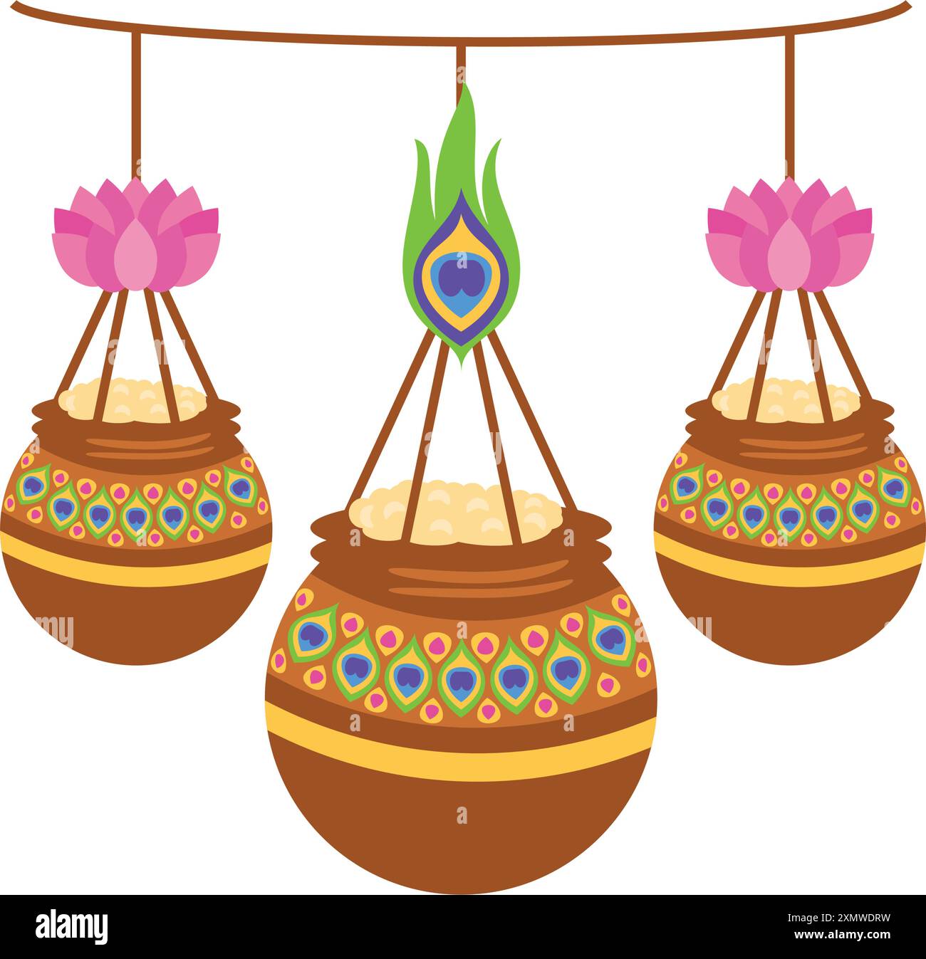 krishna janmashtami festival clay pot with curd Stock Vector Image ...