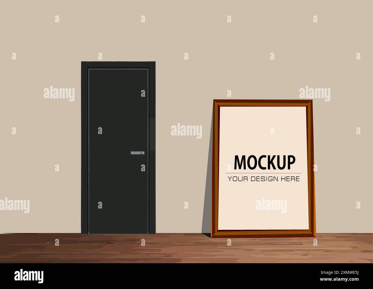 Abstract wall with mockup frame image and place for ad, 3d color vector ...