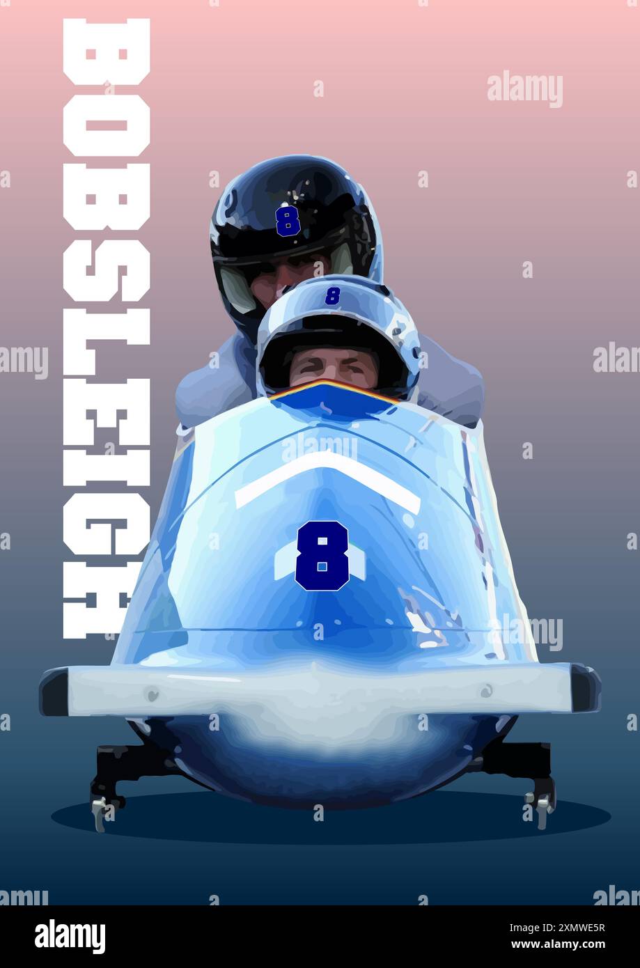 Two men team bobsleigh. 3d vector color illustration Stock Vector Image ...