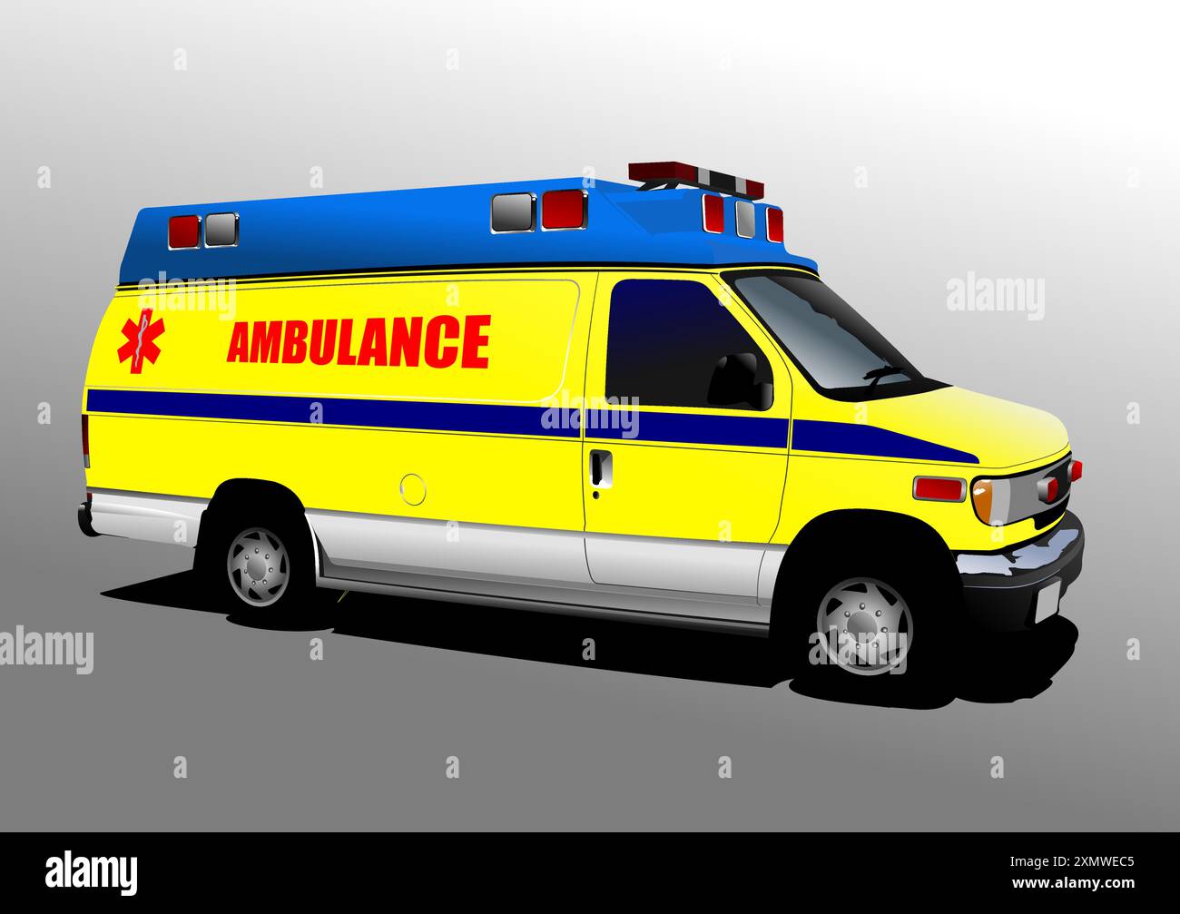 Modern ambulance van over white. Colored 3d vector illustration Stock ...