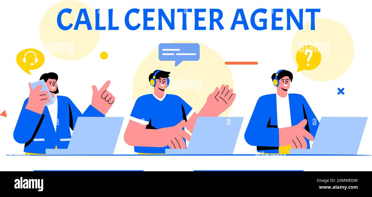 Call Center Agent Vector Illustration of Customer Service or Hotline ...