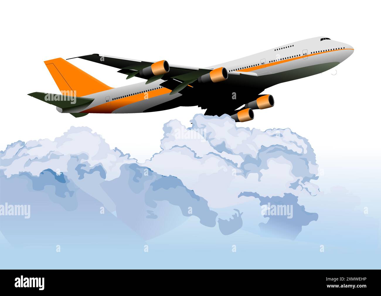Airplane silhouettes. Take off. Vector Color 3d illustration Stock ...