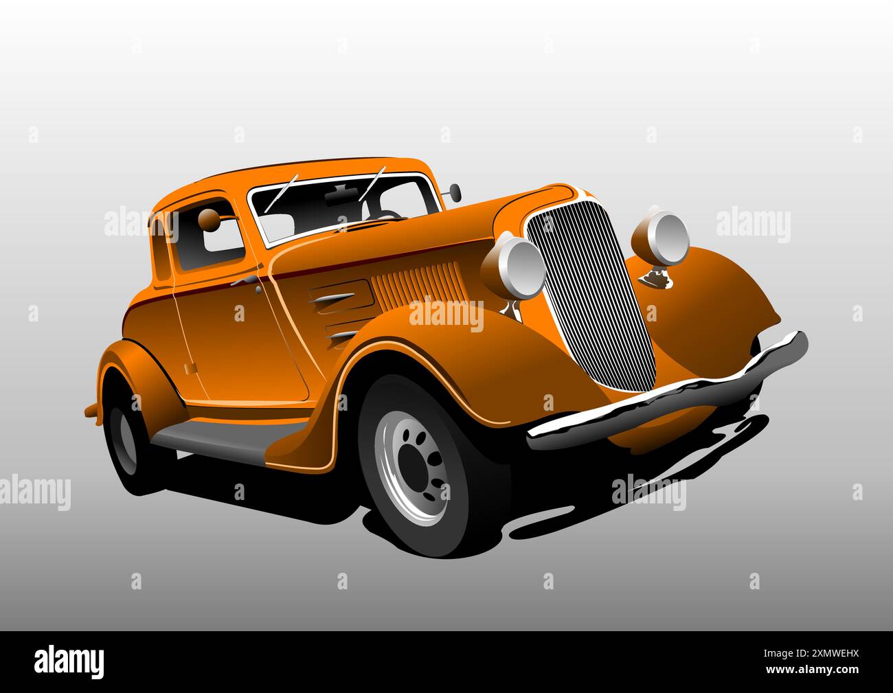 Luxury Orange Old rarity Car. Vector 3d illustration Stock Vector Image ...