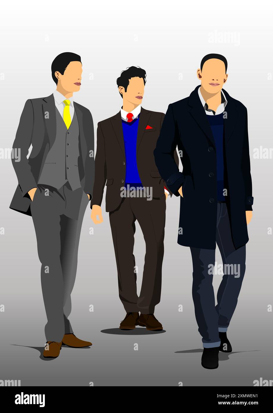 Portrait three young men three Stock Vector Images - Alamy