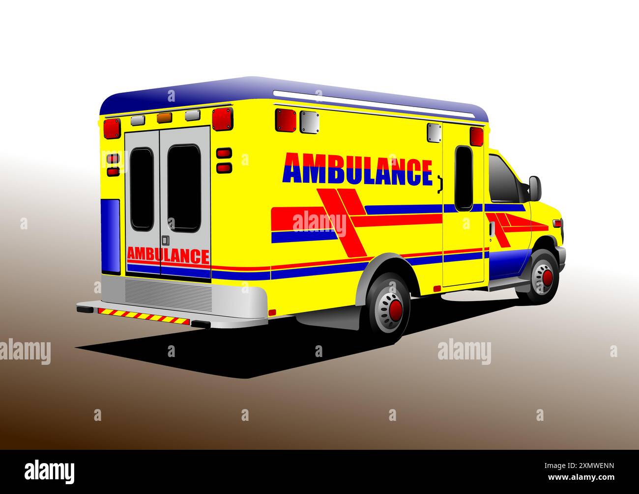 Modern ambulance van over white. Colored 3d vector illustration Stock ...