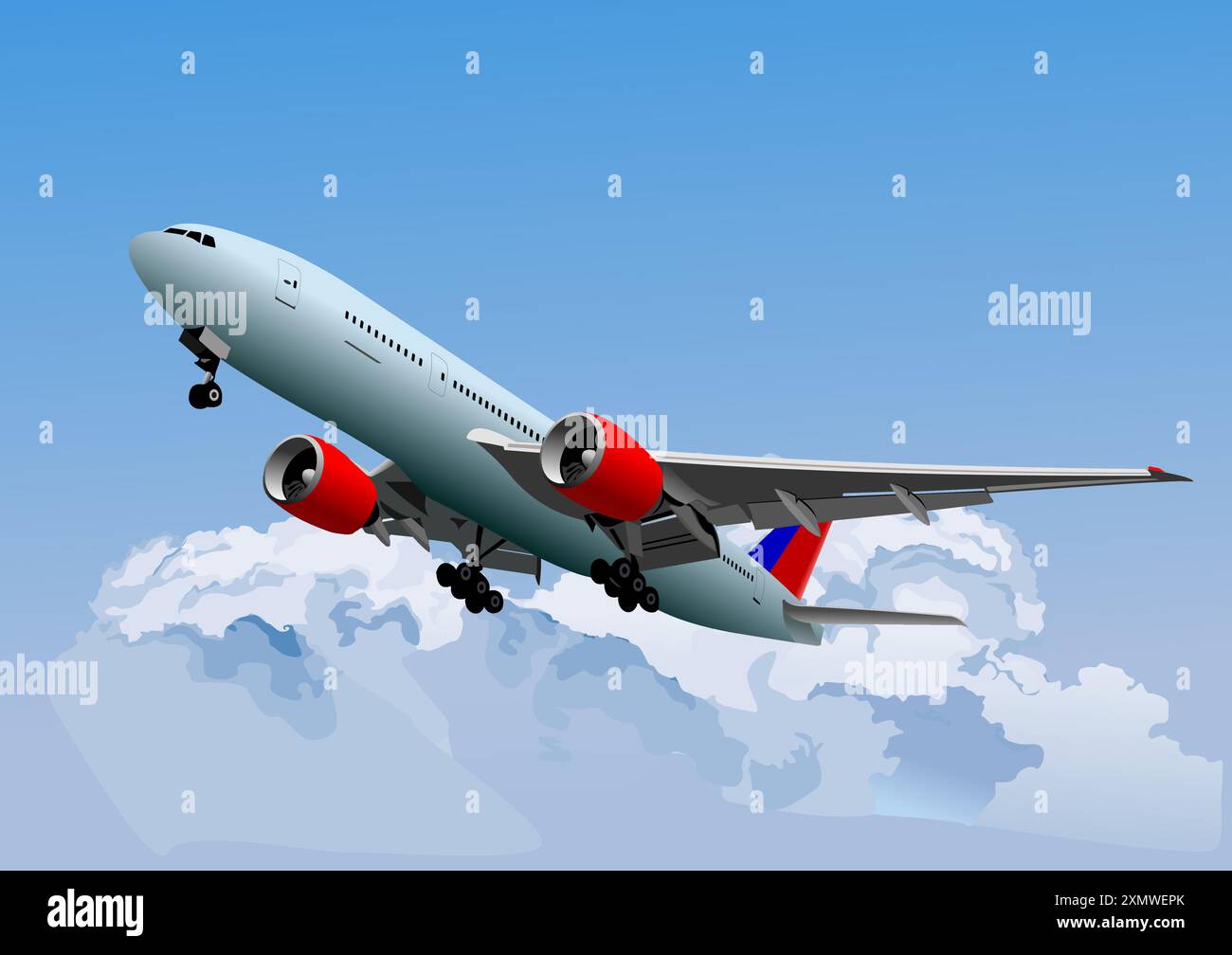 Airplane silhouettes. Take off. Vector Color 3d illustration Stock ...