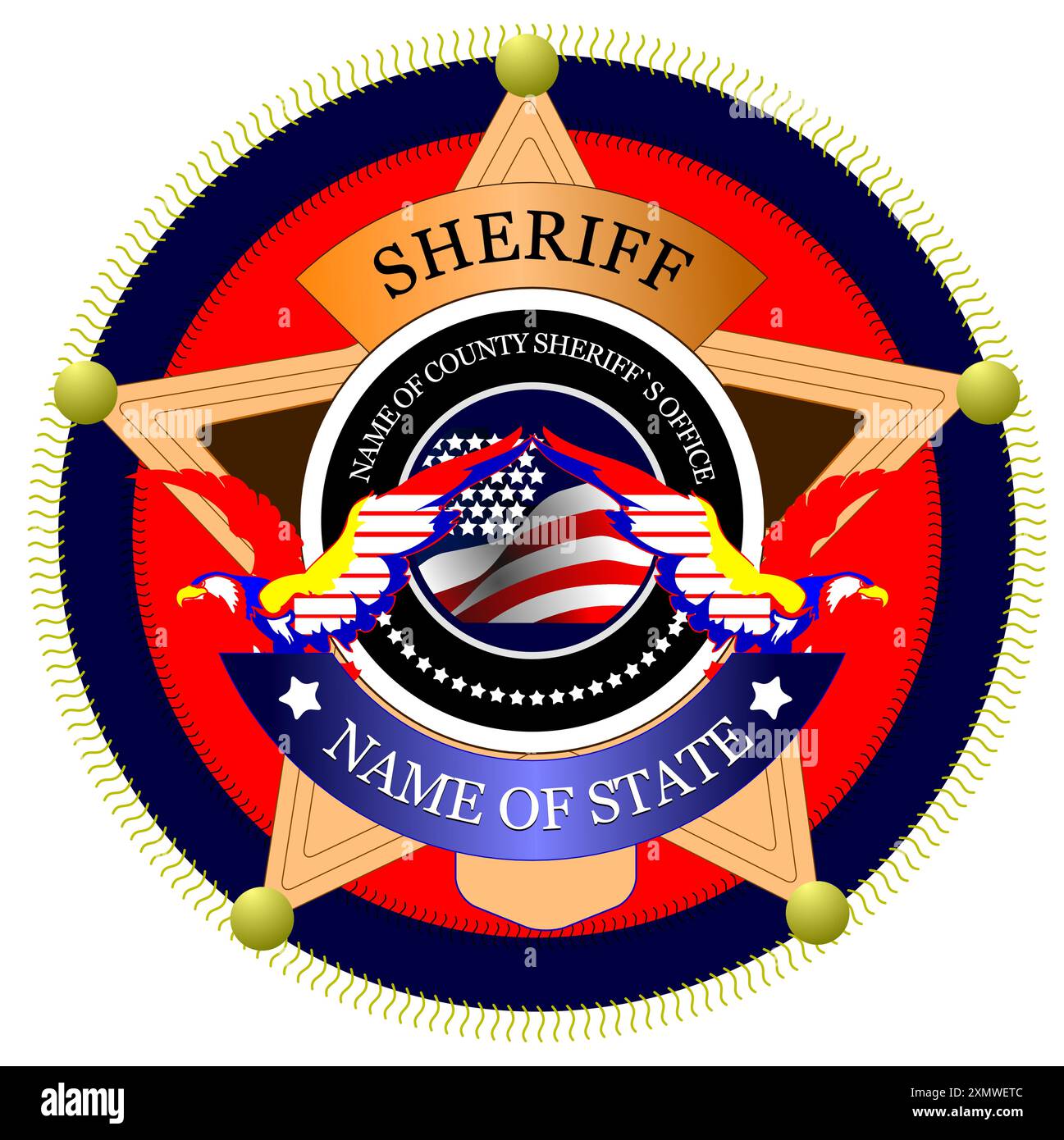 Sheriff's tag on a white background. Color vector illustration Stock ...