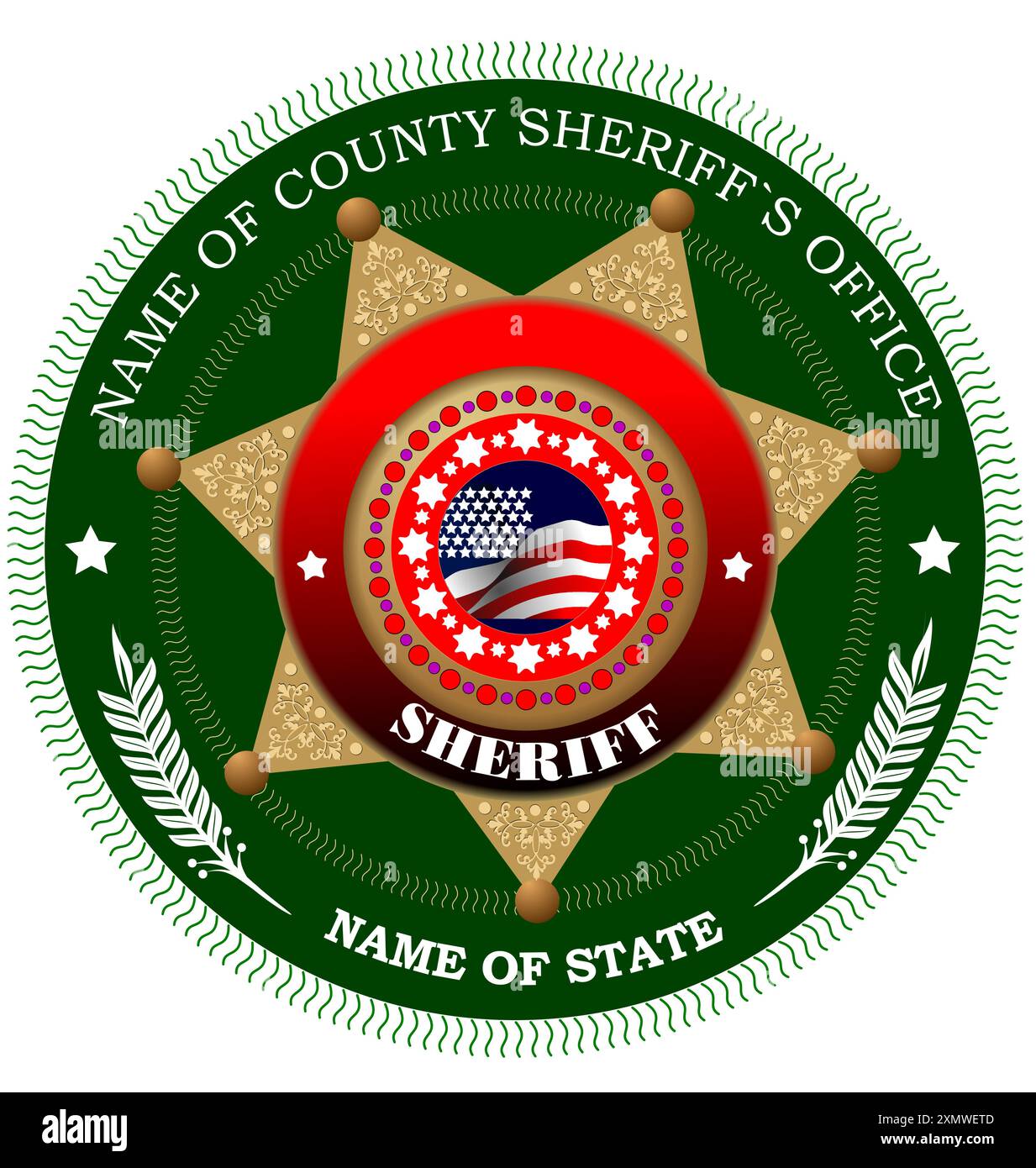 Sheriff's badge on a white background. Color vector illustration Stock ...