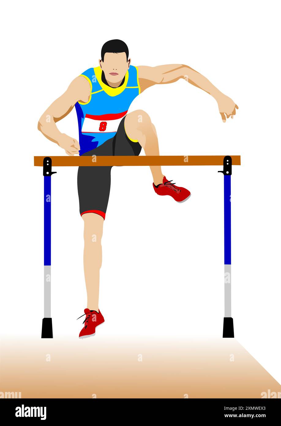Man running hurdles. Vector 3d illustartion Stock Vector Image & Art ...