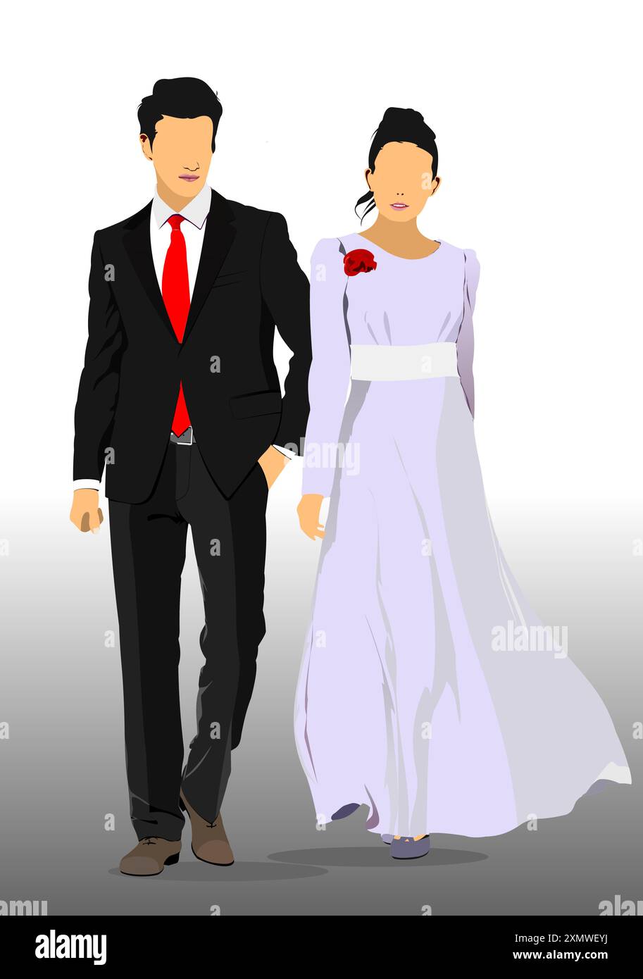 Bride and groom for marriage ceremony design. 3d color vector ...