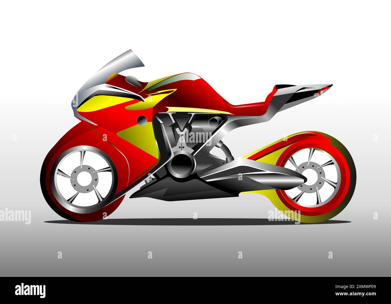 Sketch of modern motorcycle. Vector 3d illustration Stock Vector Image ...