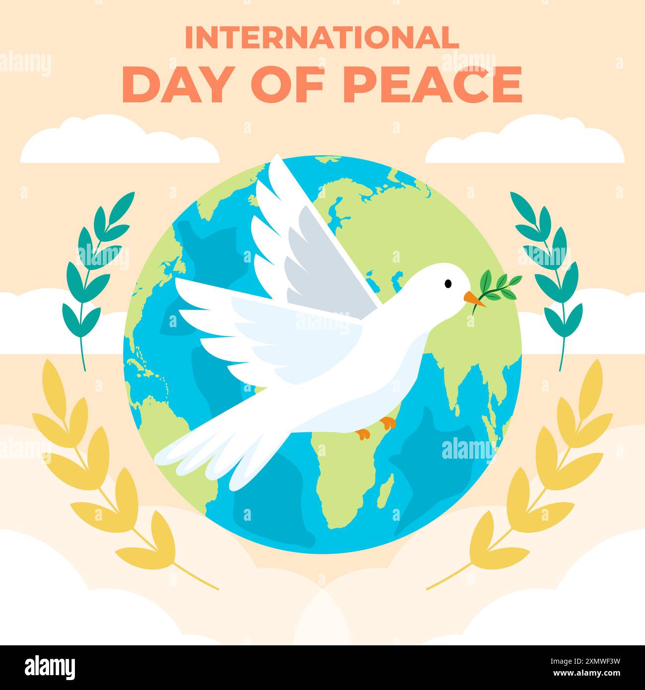 flat design international day of peace illustration Stock Vector Image ...