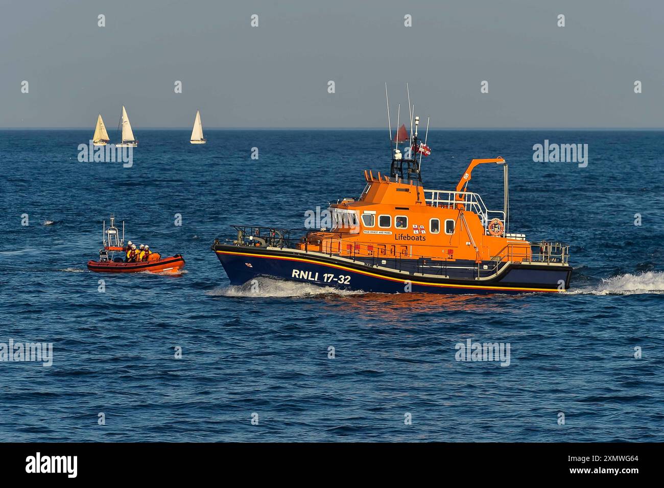 Weymouth, Dorset, UK. 29th July 2024. The Severn Class RNLI Lifeboat ...