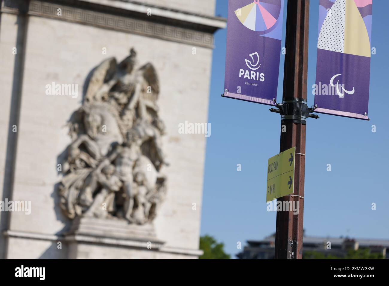 The Arch of Triumph/General view, JULY 29, 2024 : during the Paris 2024 ...