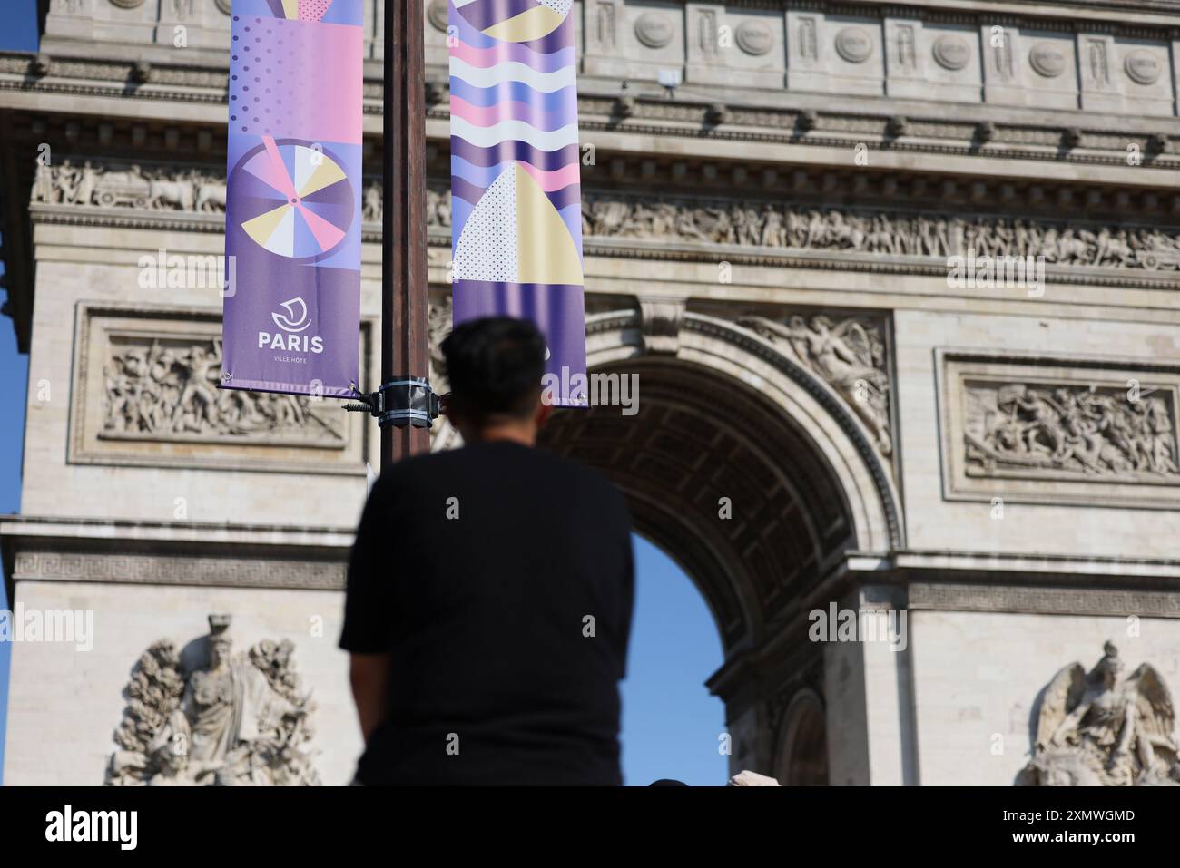 The Arch of Triumph/General view, JULY 29, 2024 : during the Paris 2024 ...