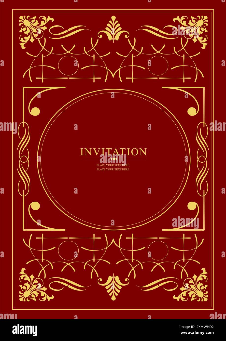 Gold ornament on dark background. Can be used as invitation card. Book ...