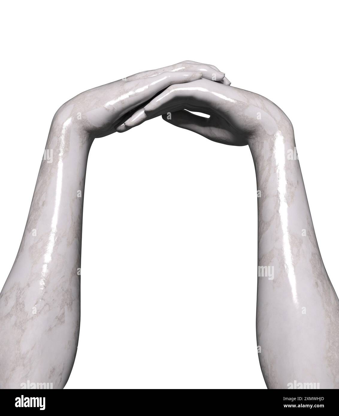 High detail 3D render of the white marble female hands sculpture ...