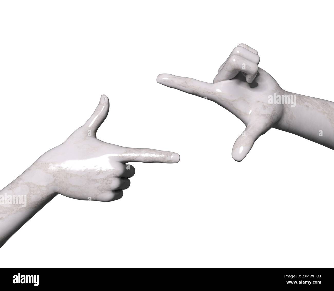 High detail 3D render of the white marble female hands sculpture ...